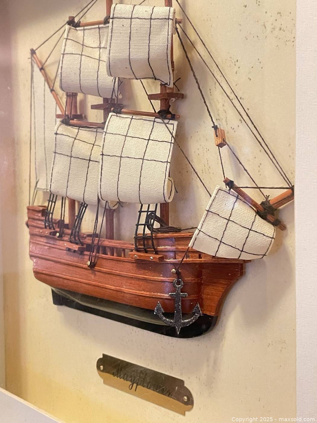 Framed Mayflower ship shadow box 17" x 16" | Maxsold