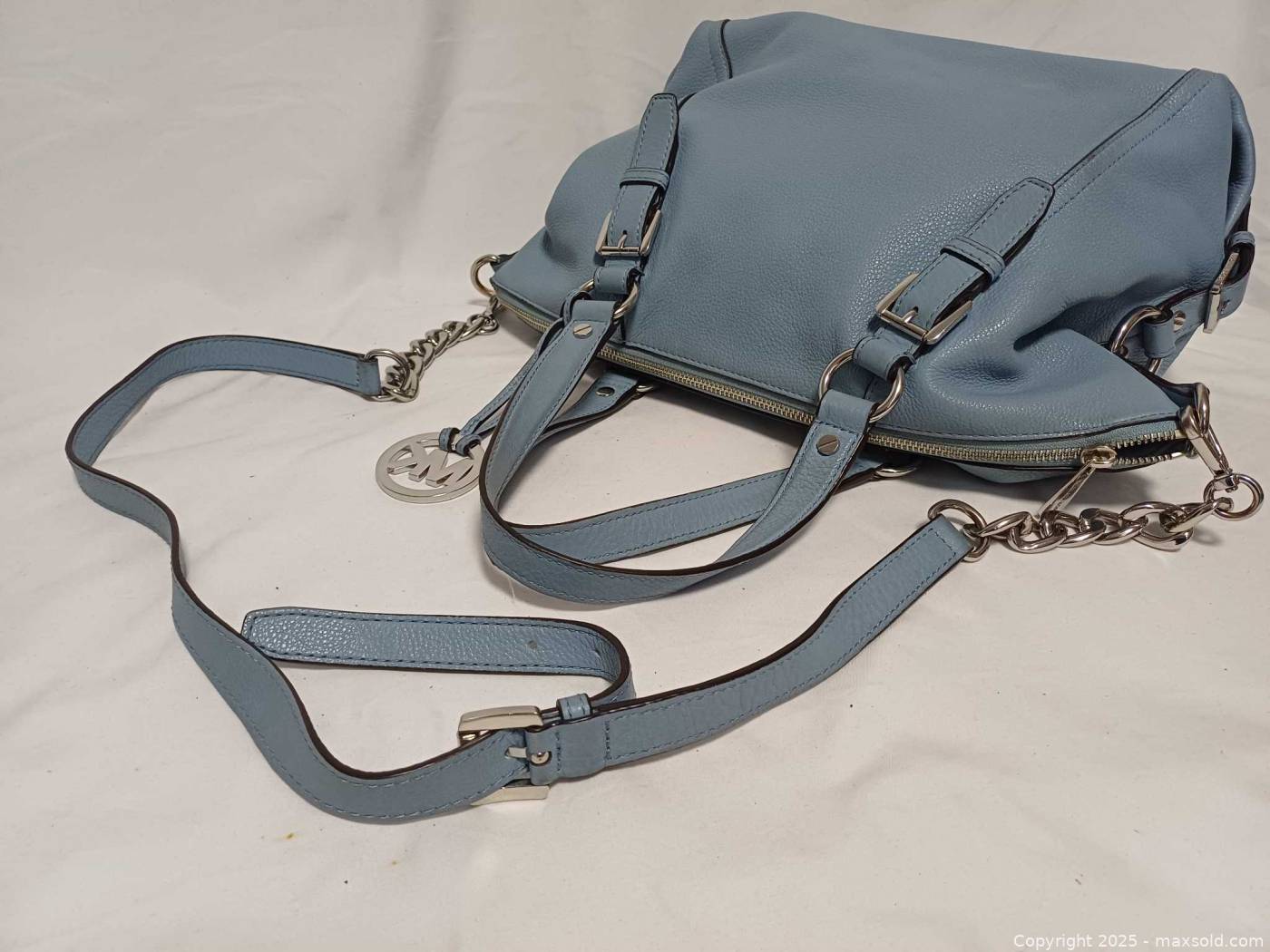 Michael Kors Tristan Dusty Blue Leather Satchel | Maxsold