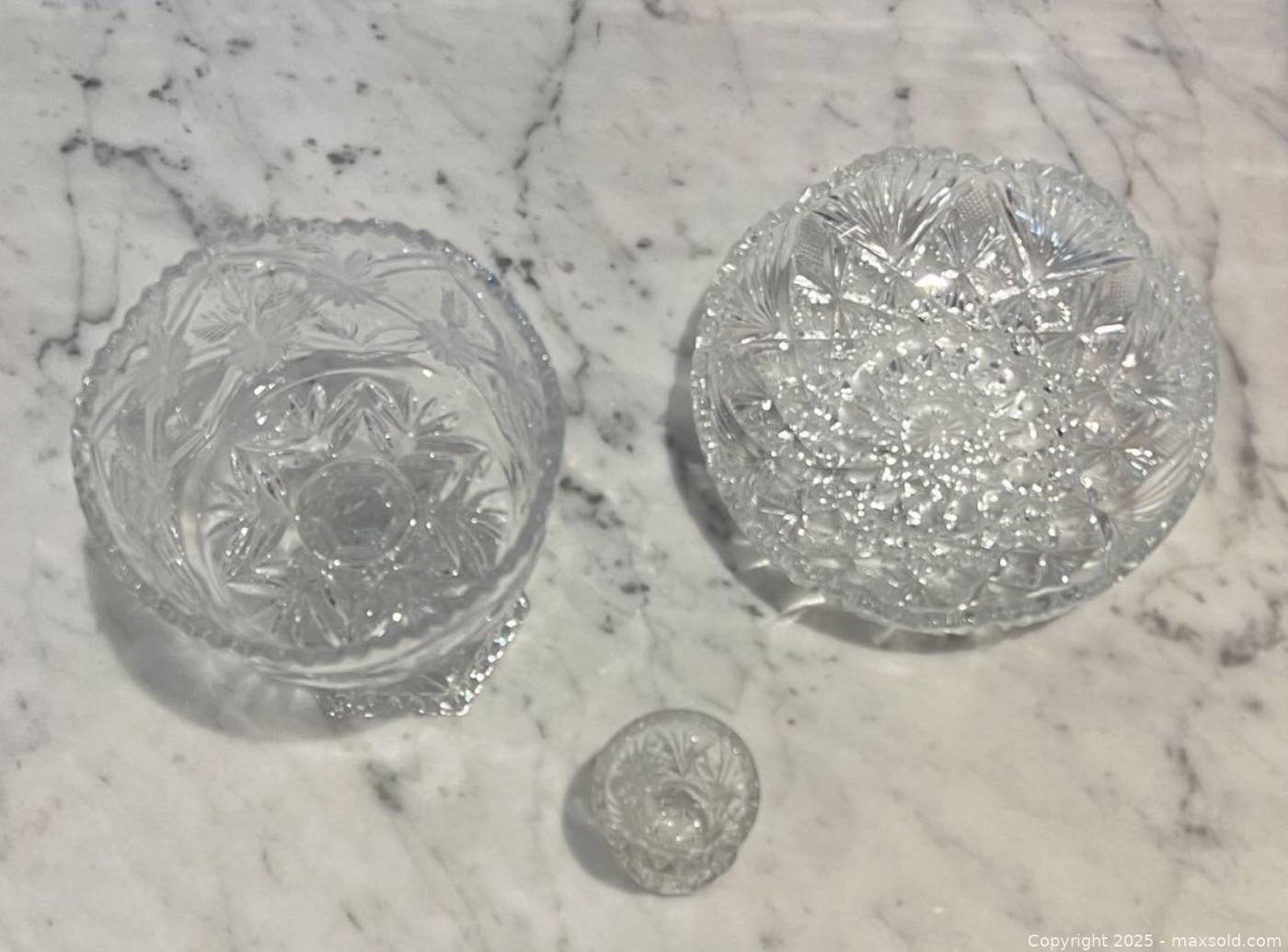 Vintage pressed cut glass compote, bowl and small dish | Maxsold