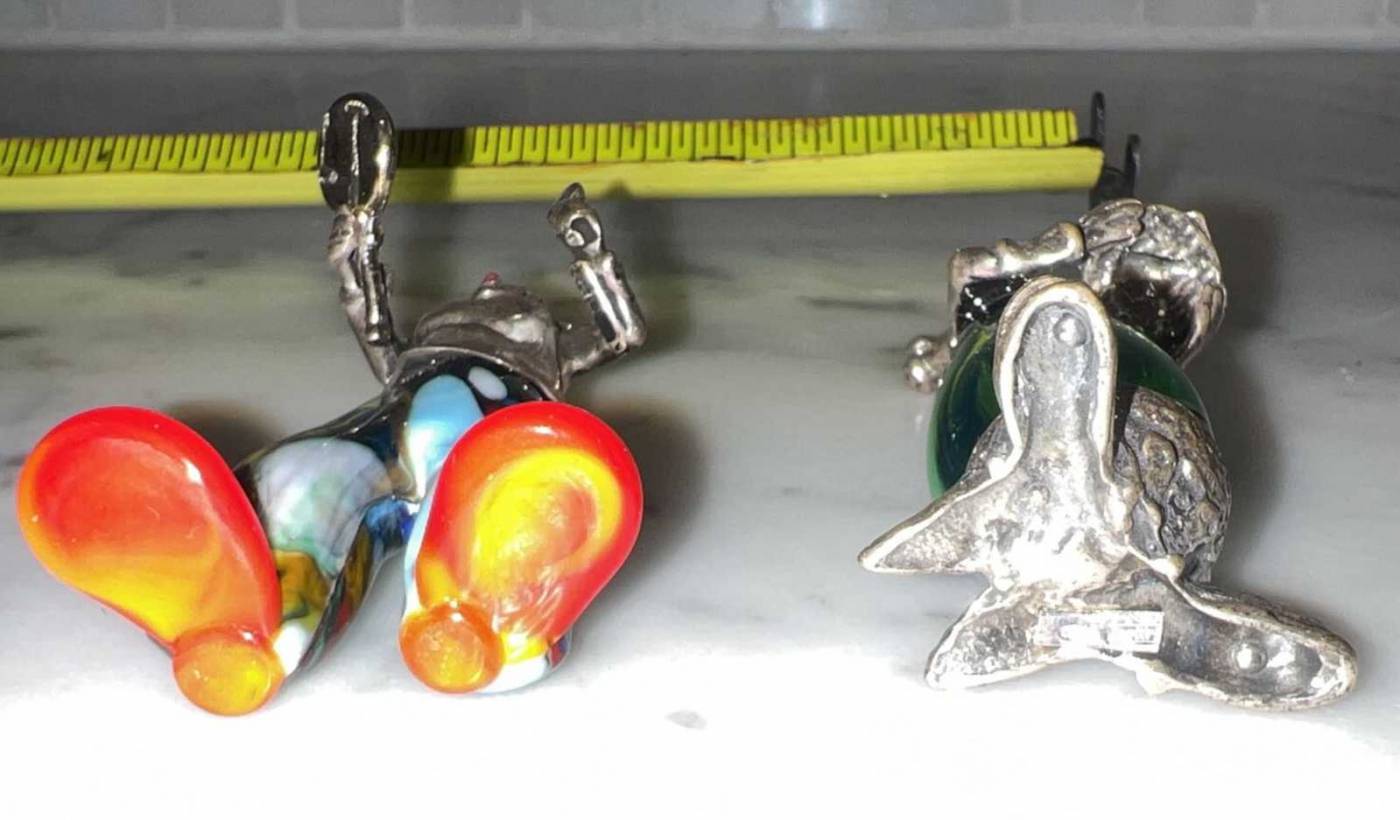 Vintage Fused Glass & Metal Clown Figurines Pair | Maxsold