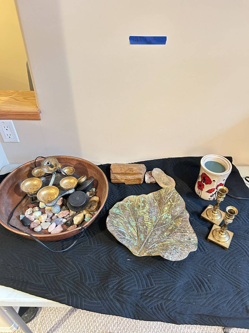 Tabletop Water Fountain, Wax Warmer, Leaf Platter, Brass Candlesticks ...