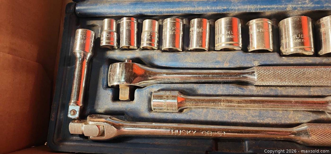 Husky metric socket set and vise | Maxsold