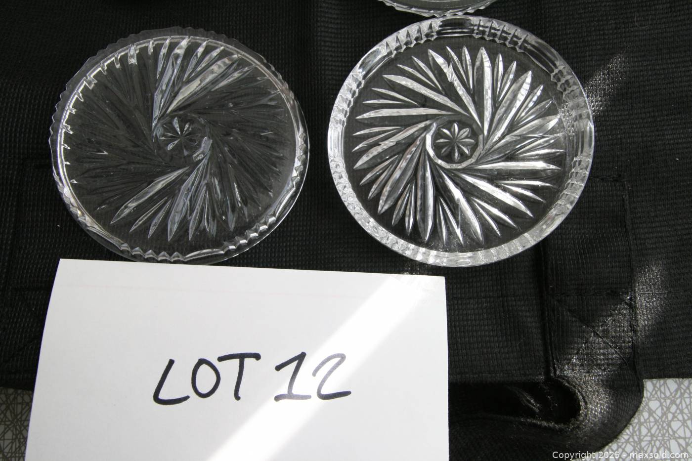 Brilliant cut clear pinwheel crystal coasters, set of six | Maxsold