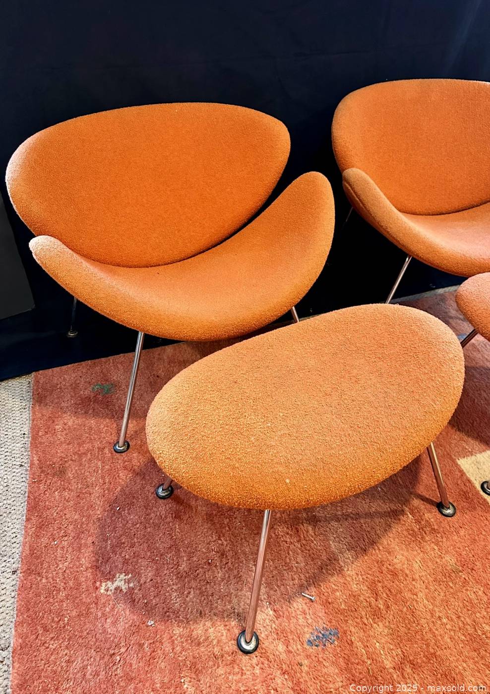 Pair Artifort Orange Slice Chairs & Footstools | Maxsold