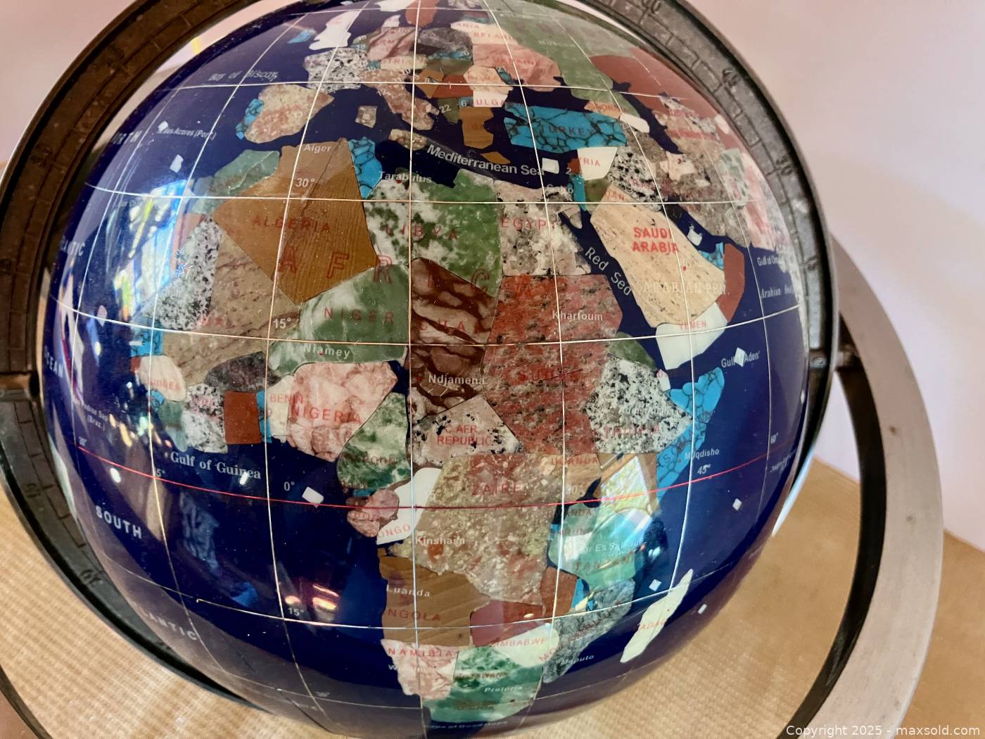 Kalifano gemstone globes on metal stands | Maxsold