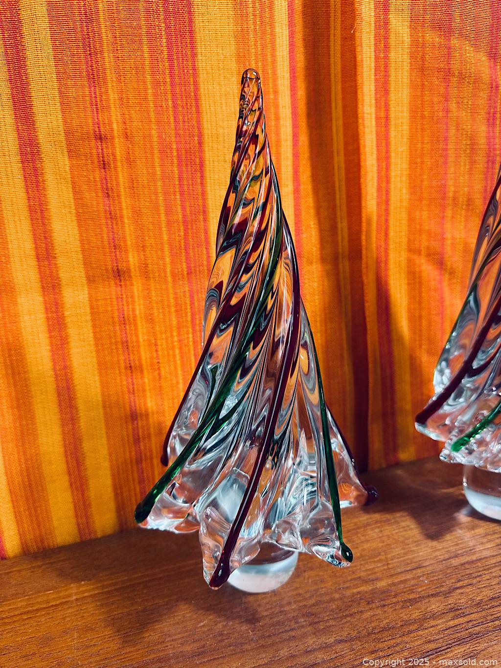 Pair of Murano art glass Christmas trees | Maxsold