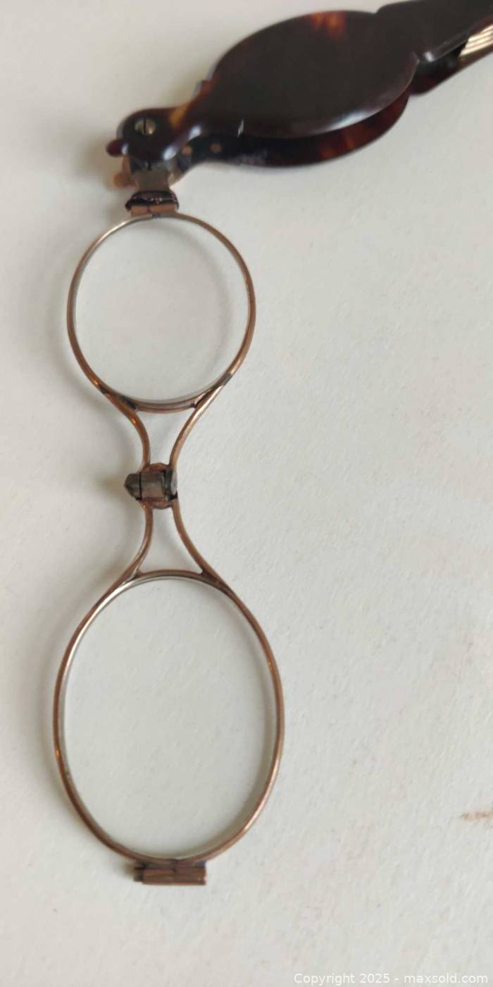 Antique folding lorgnette reading glasses with handle | Maxsold