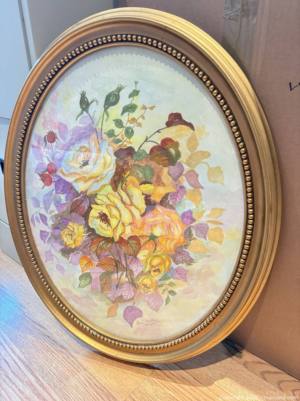 Edna Gauthier Signed Oval Floral Painting | Maxsold