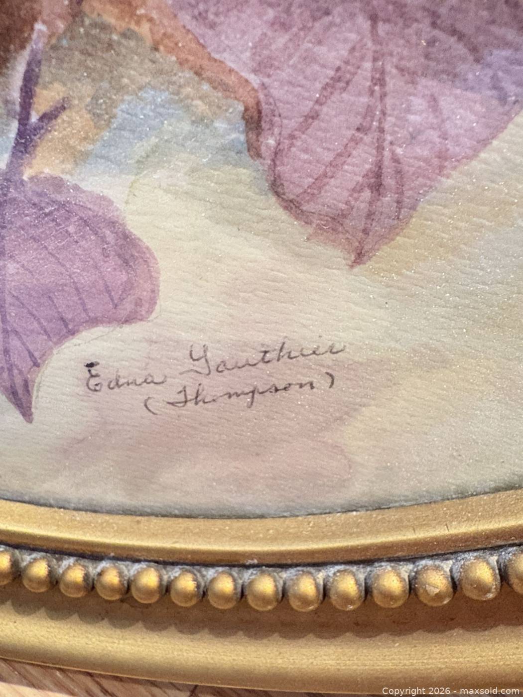Edna Gauthier Signed Oval Floral Painting | Maxsold