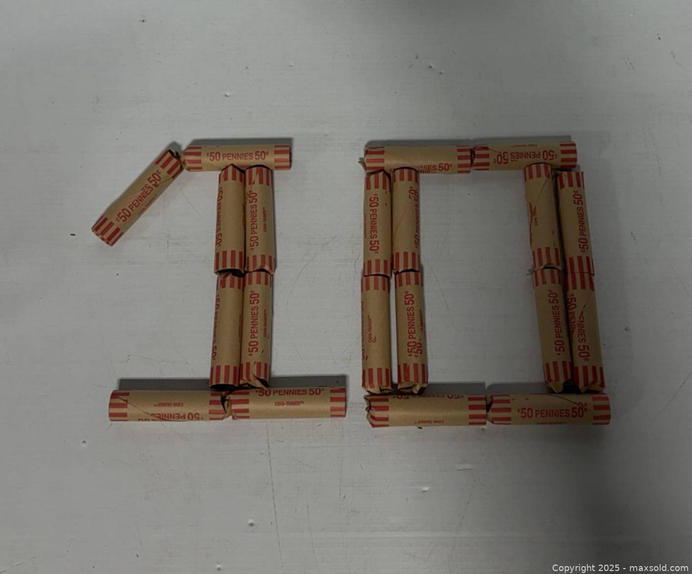 $10 face value rolled pennies | Maxsold
