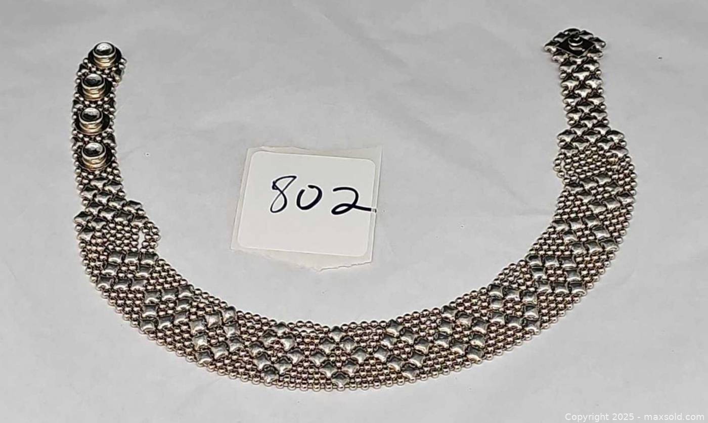 Sergio Gutierrez Liquid Metal silver mesh choker necklace | Maxsold