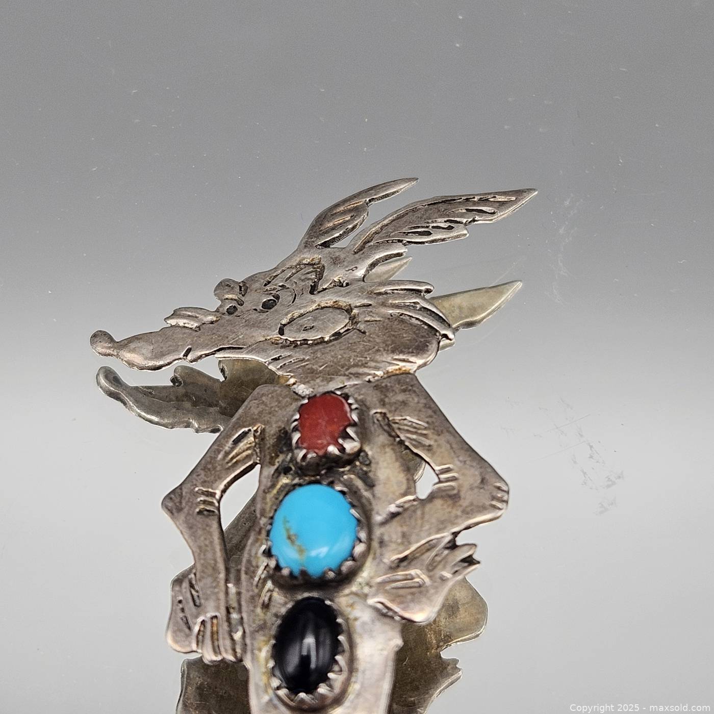 Sterling Silver Stylized Animal Brooch with Cabochon Stones | Maxsold
