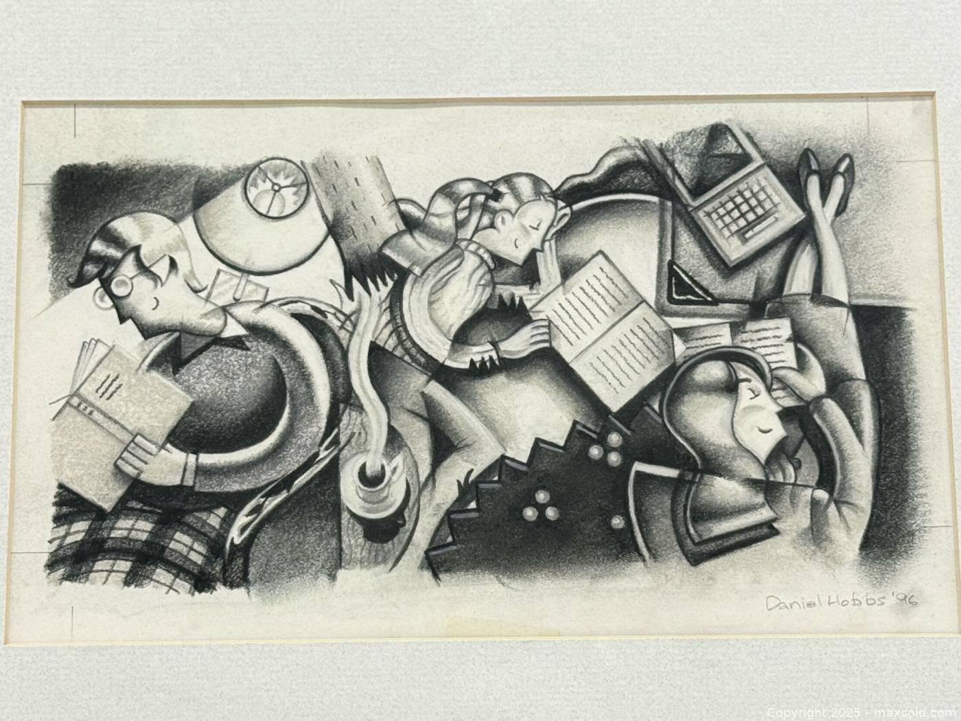 1996 Daniel Hobbs graphite collage drawing | Maxsold