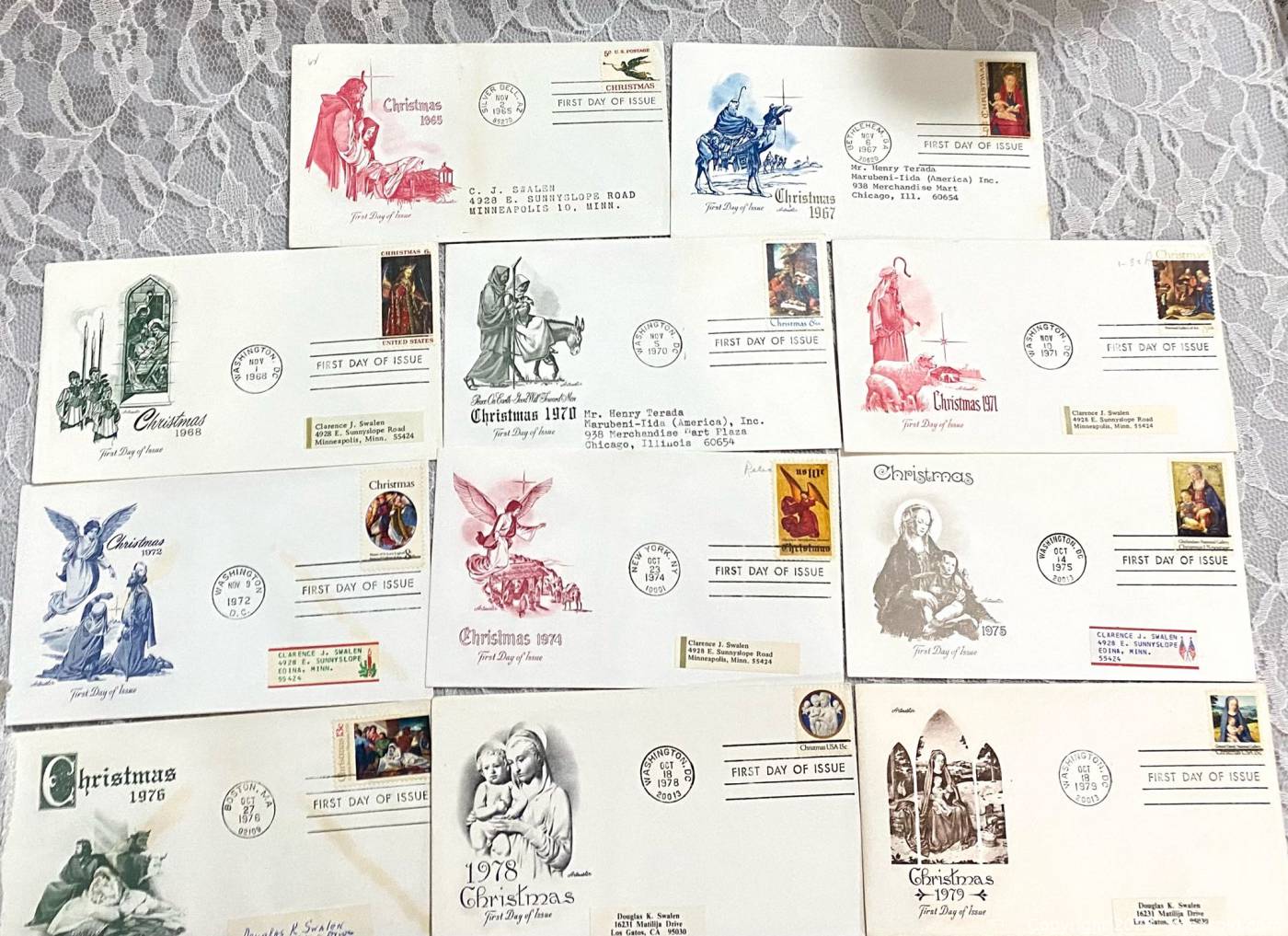 Christmas Nativity Theme First Day Cover Envelopes 1964-1978 (11) | Maxsold