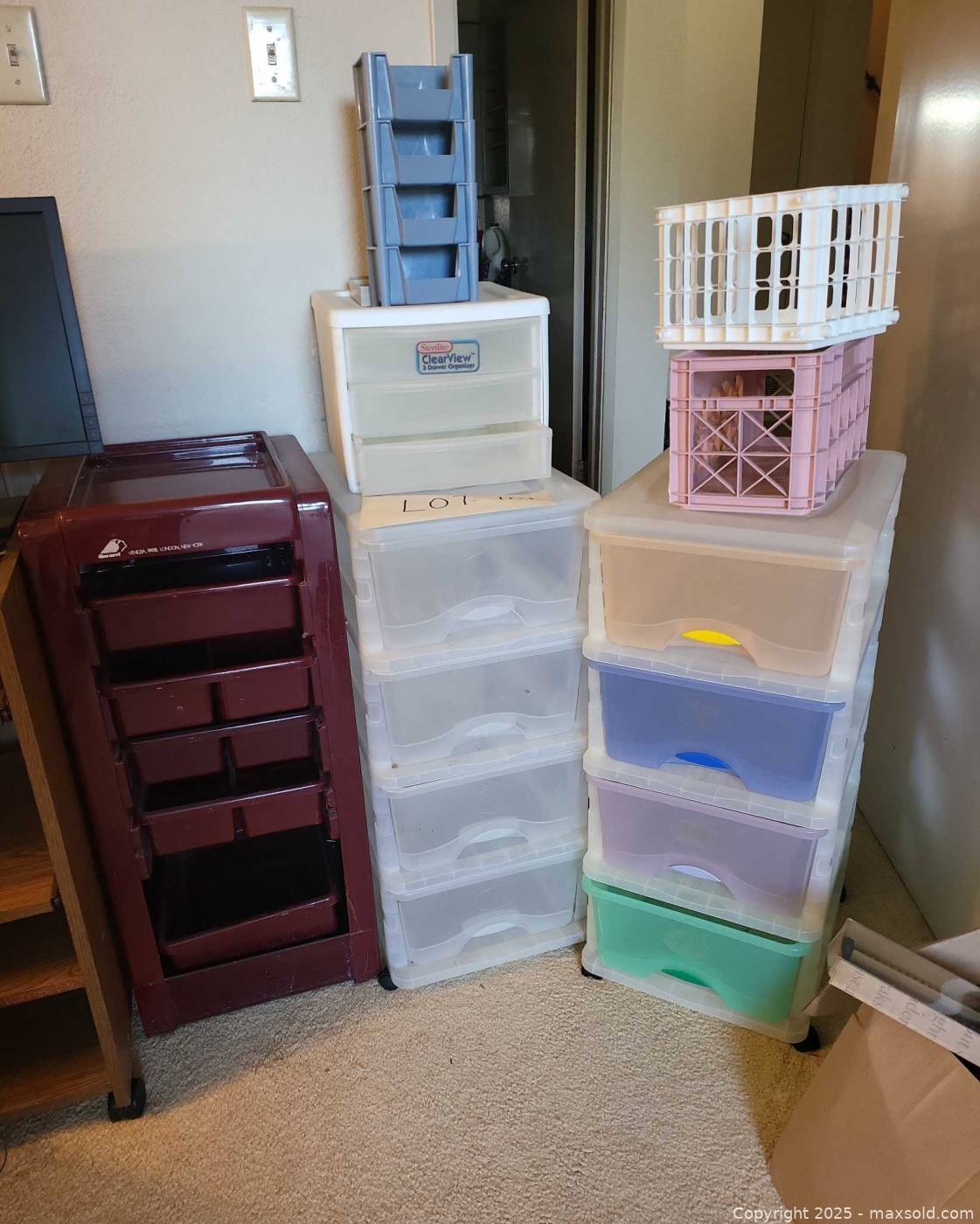 Plastic drawer organizers and crates lot | Maxsold