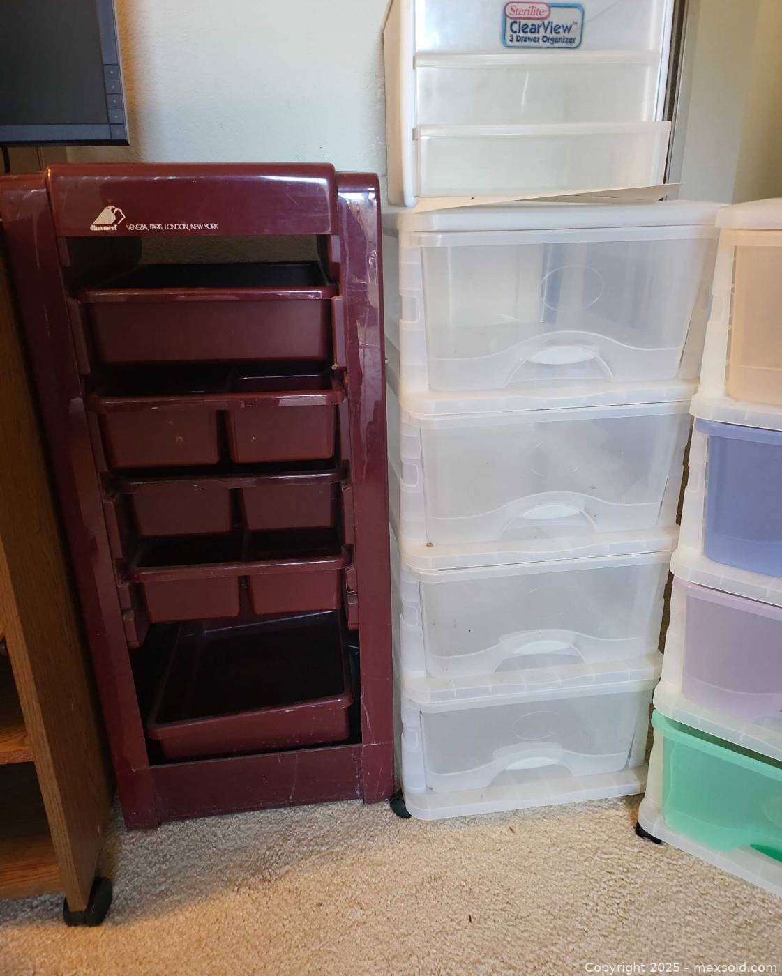 Plastic drawer organizers and crates lot | Maxsold