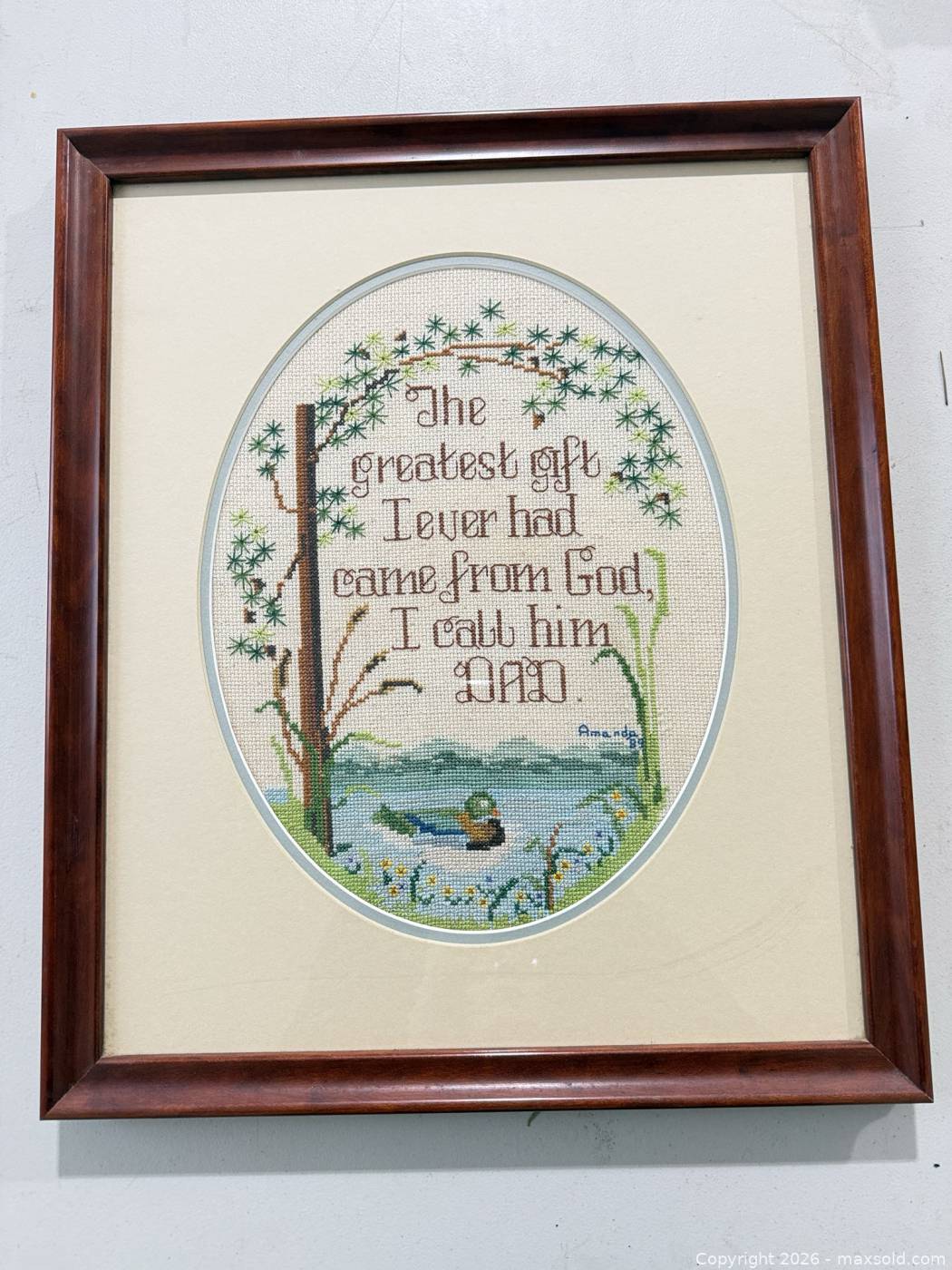 Framed Cross-Stitch “I Call Him Dad” 16×19 | Maxsold