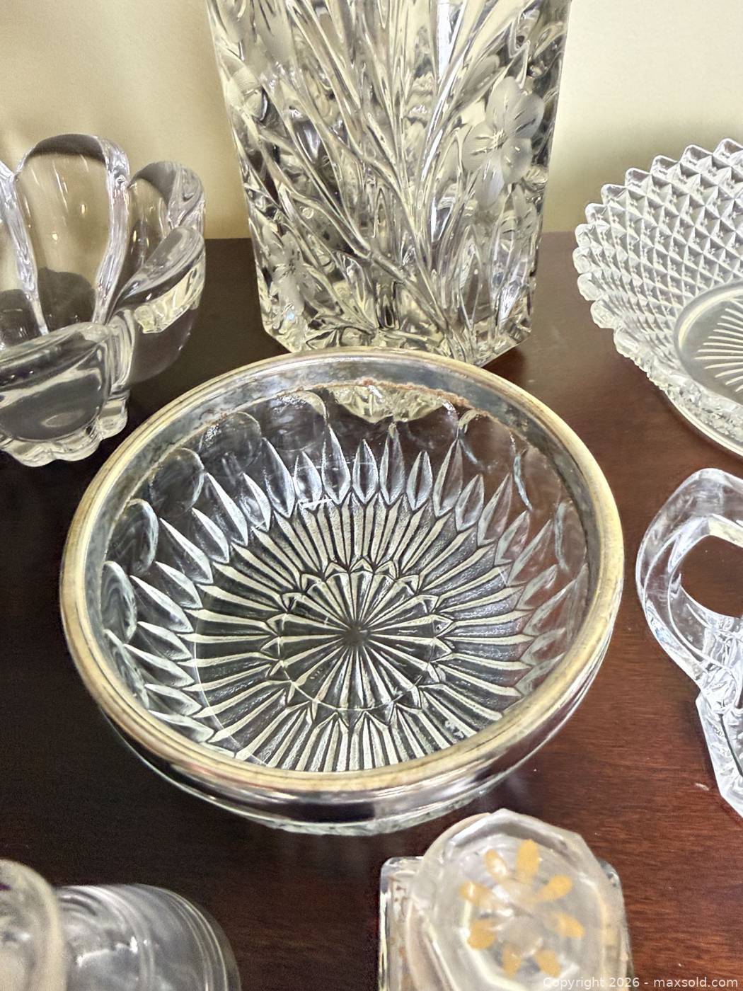 Mixed Clear Pressed And Cut Glassware, 9 Pc | Maxsold
