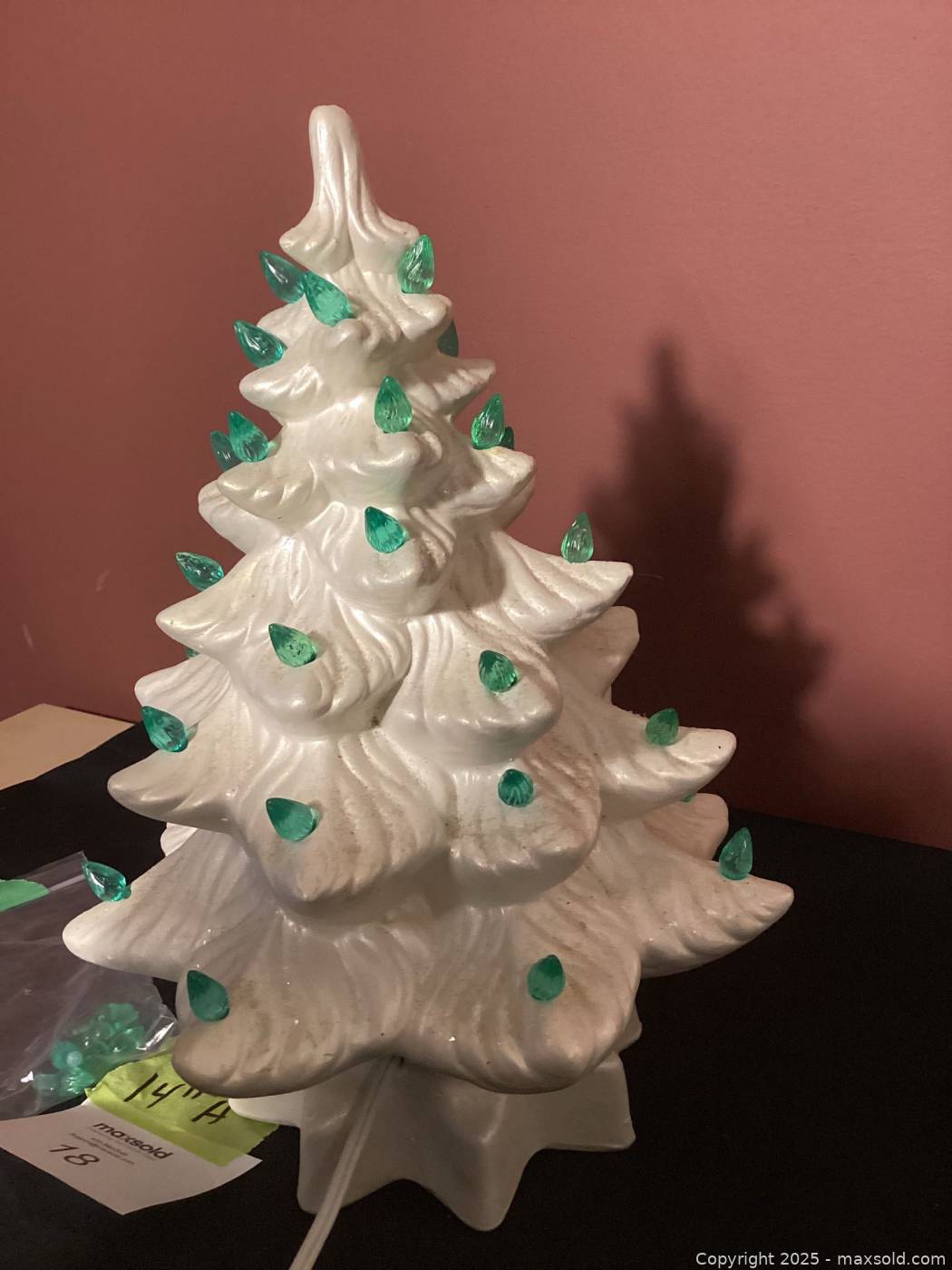 14" glazed ceramic light-up Christmas tree | Maxsold