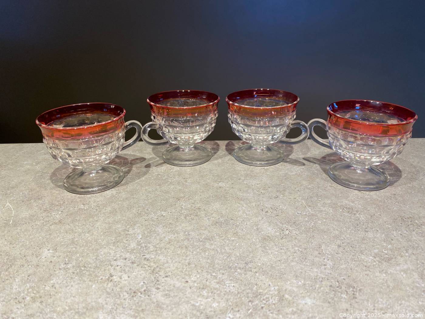 Indiana Glass ruby flash footed cups x4 | Maxsold