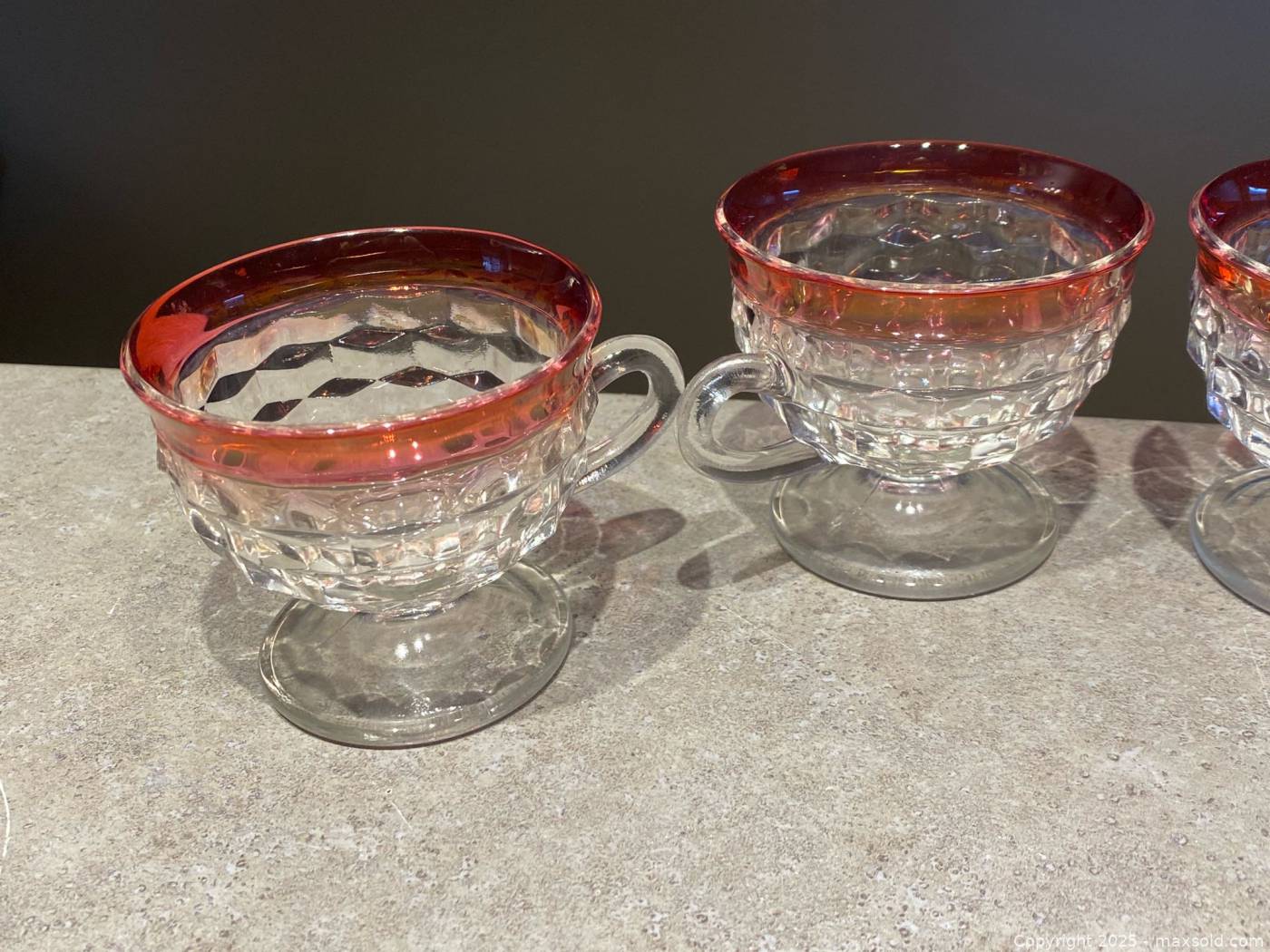 Indiana Glass ruby flash footed cups x4 | Maxsold