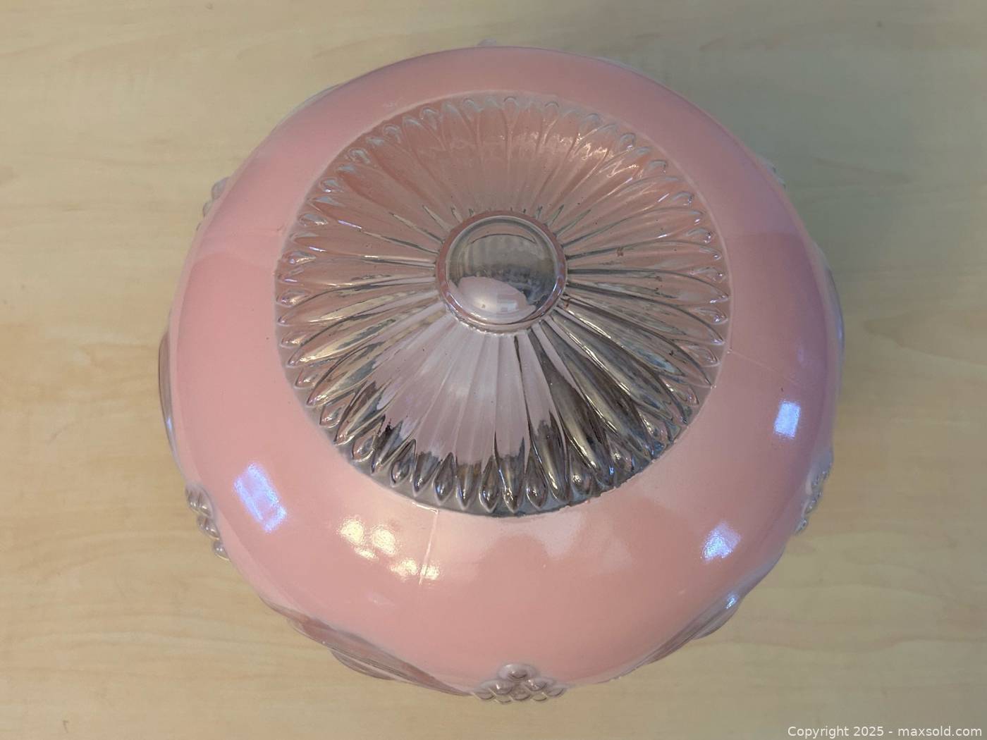 Mid-Century Pink & Clear Glass Ceiling Light | Maxsold
