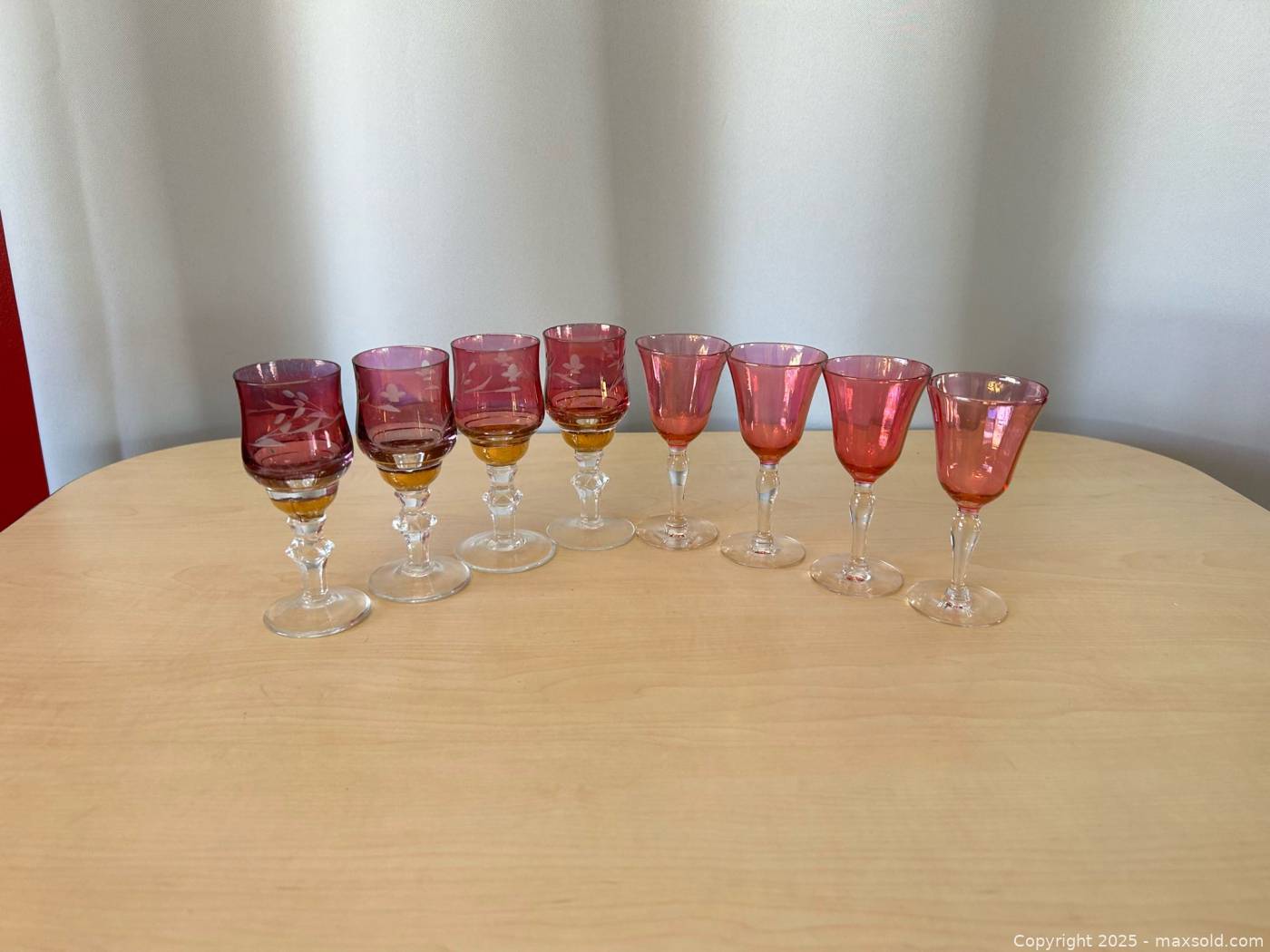 8 Vintage Ruby Flash Cordial Glasses | Maxsold