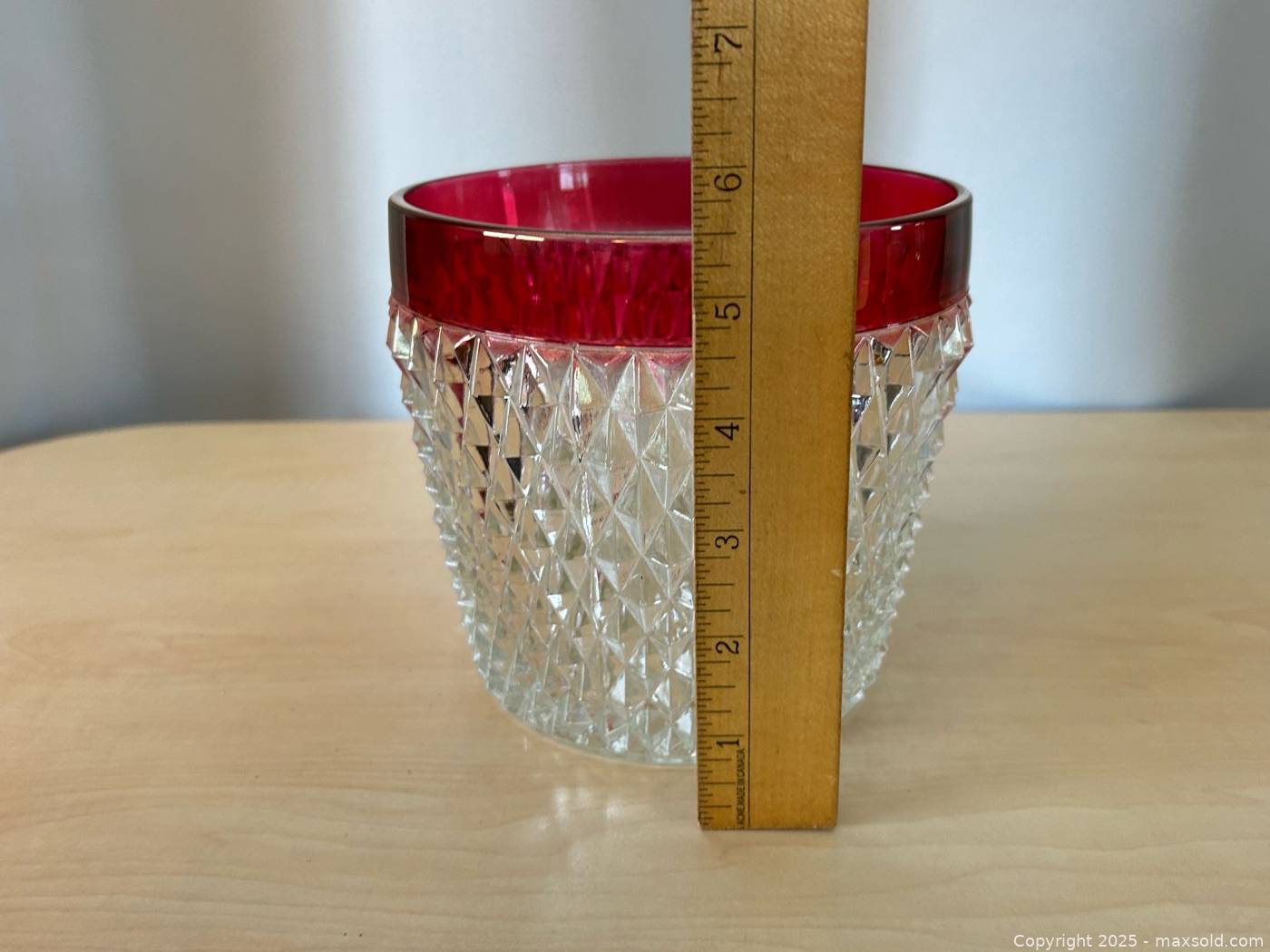 Vintage Ruby-Flashed Diamond-Point Glass Ice Bucket 5.5"H x 6"D | Maxsold