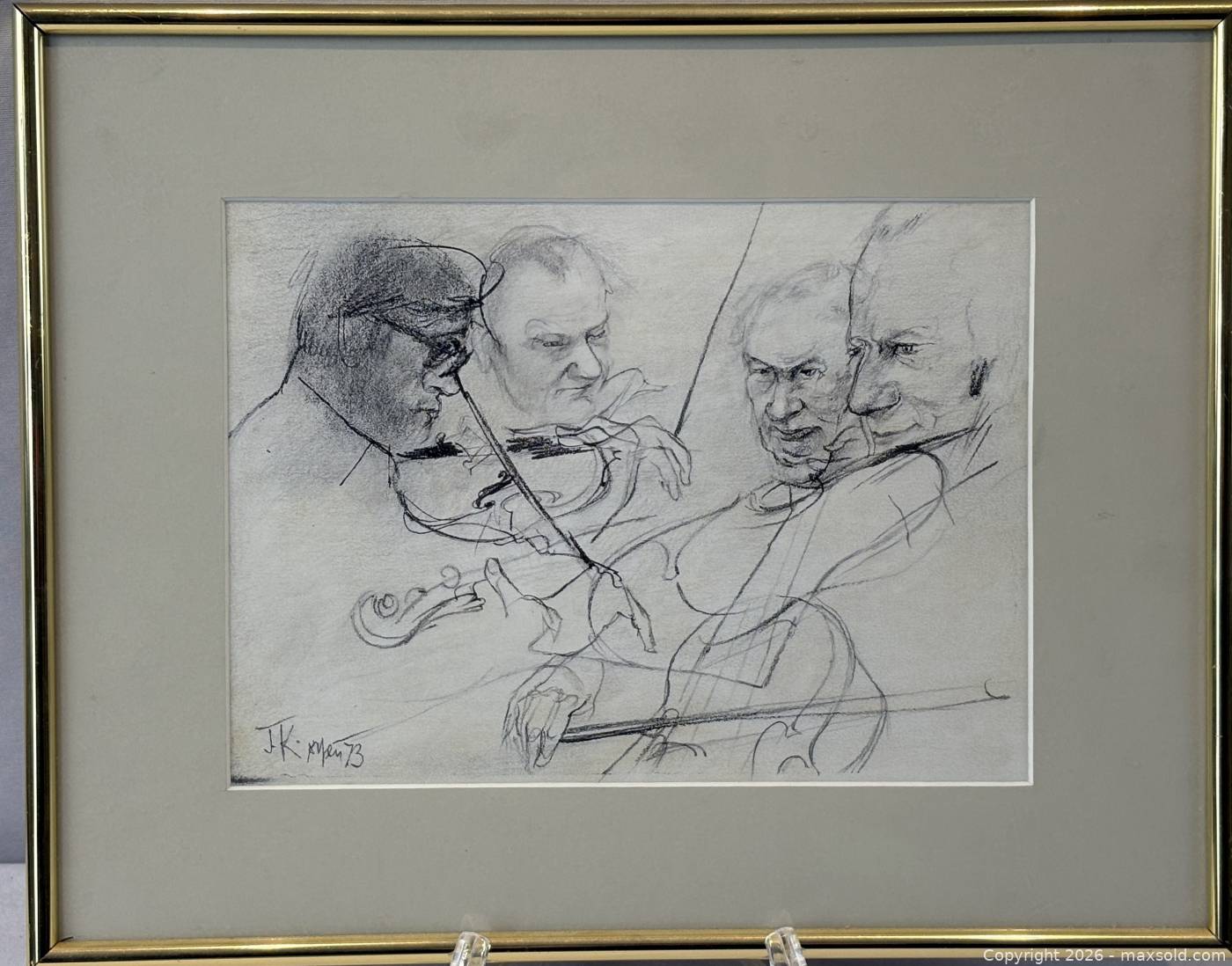 Framed 1973 String Quartet Pencil Sketch | Maxsold