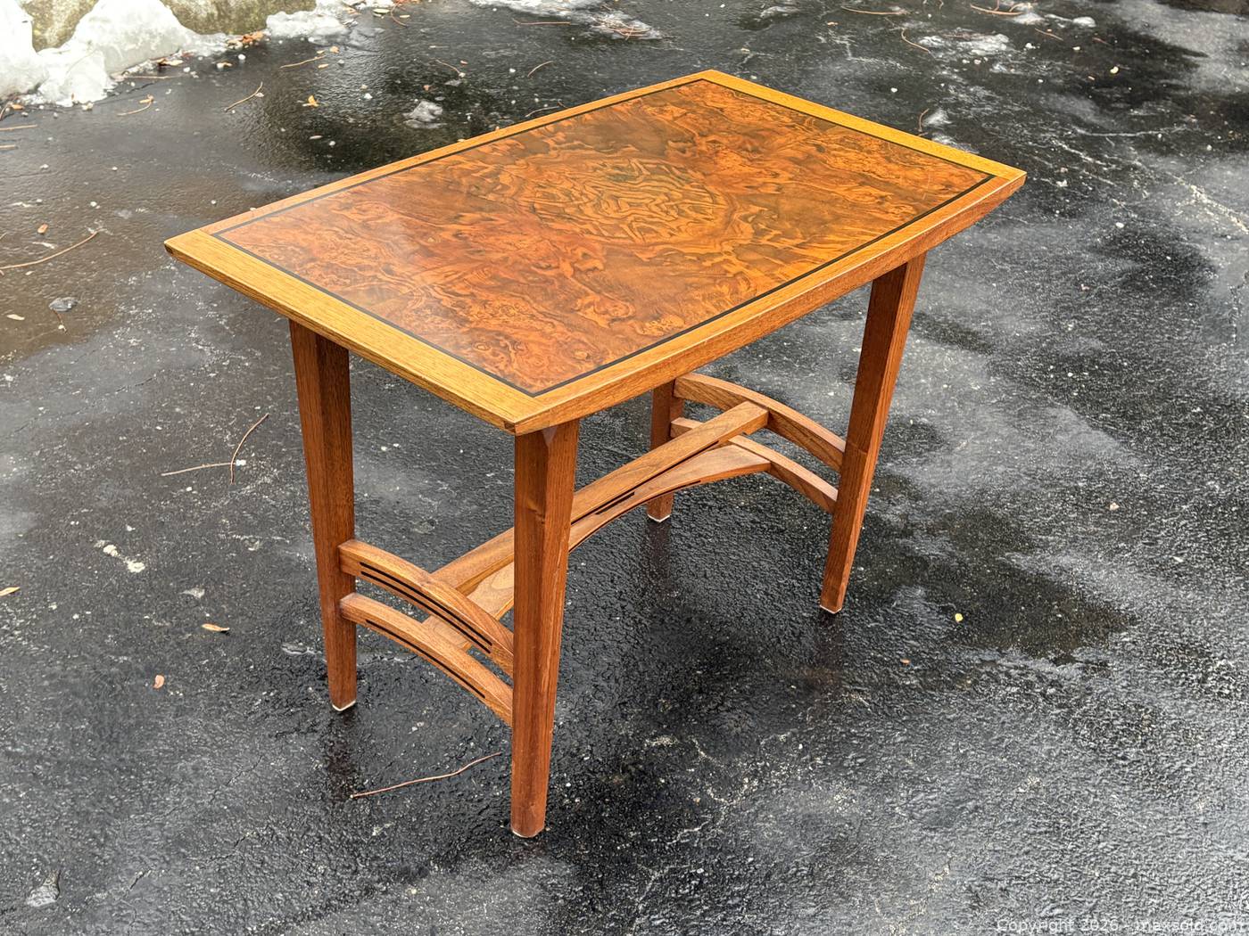 Mid-century teak floating-top side table | Maxsold