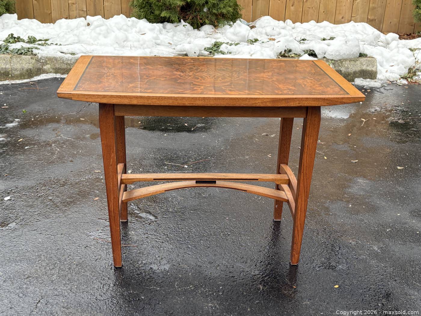 Mid-century teak floating-top side table | Maxsold