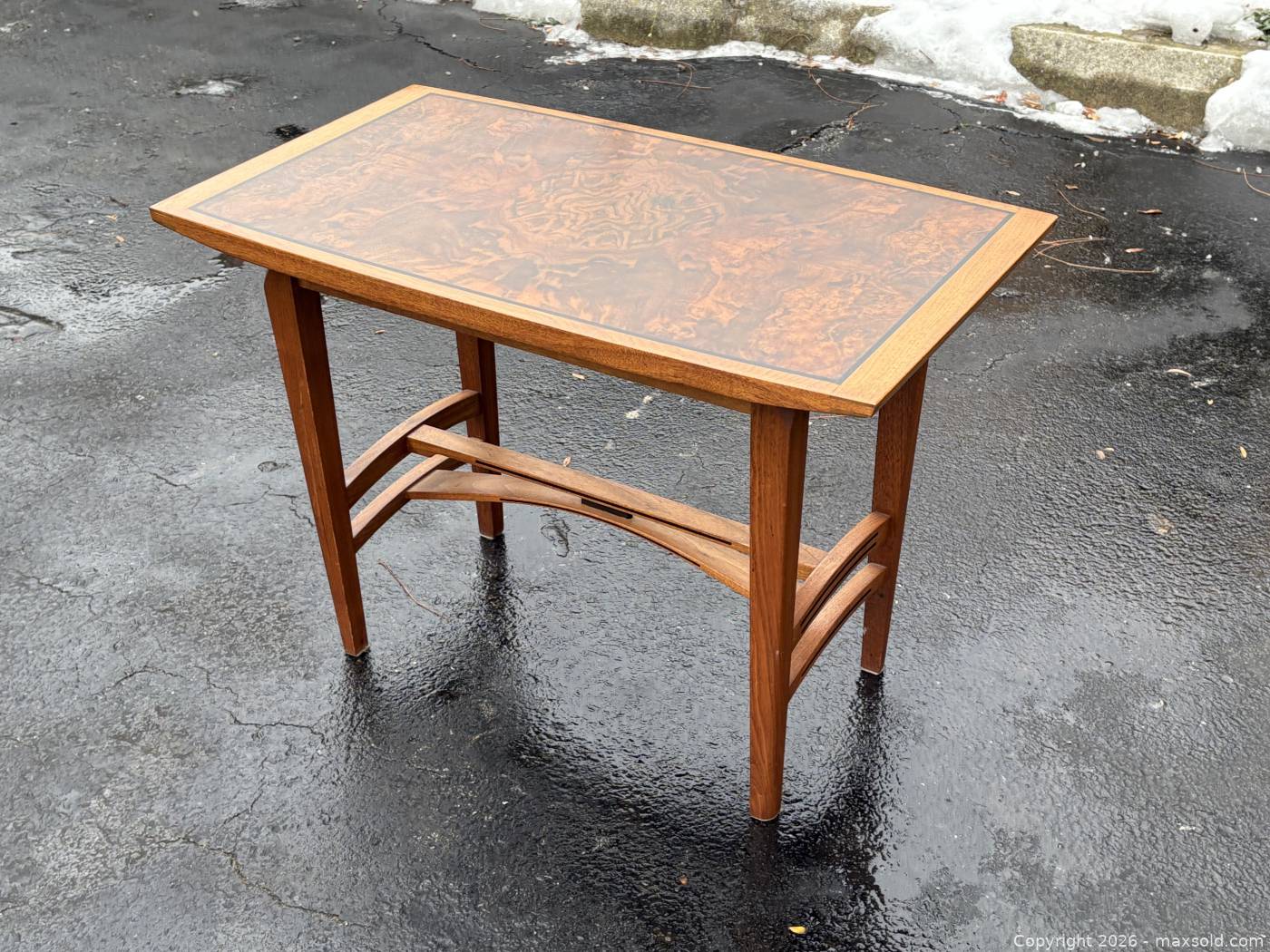 Mid-century teak floating-top side table | Maxsold