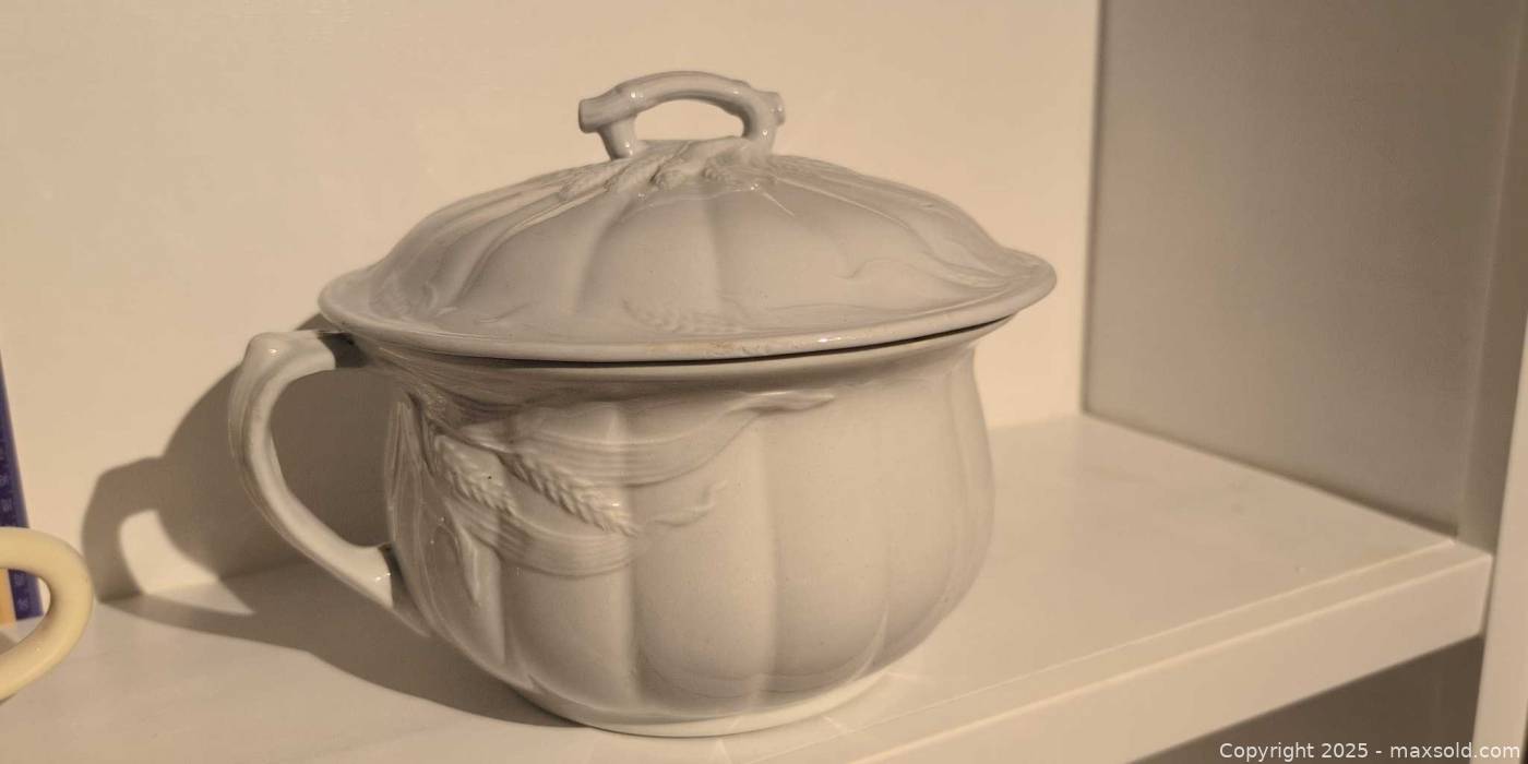 Baker & Co. England Pearl White Covered Chamber Pot | Maxsold