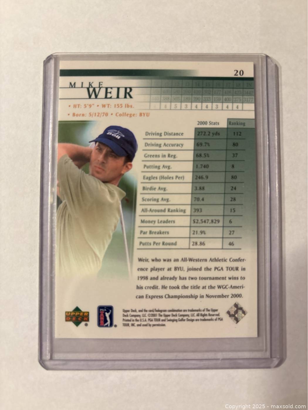 Mike Weir rookie and game-worn swatch cards | Maxsold