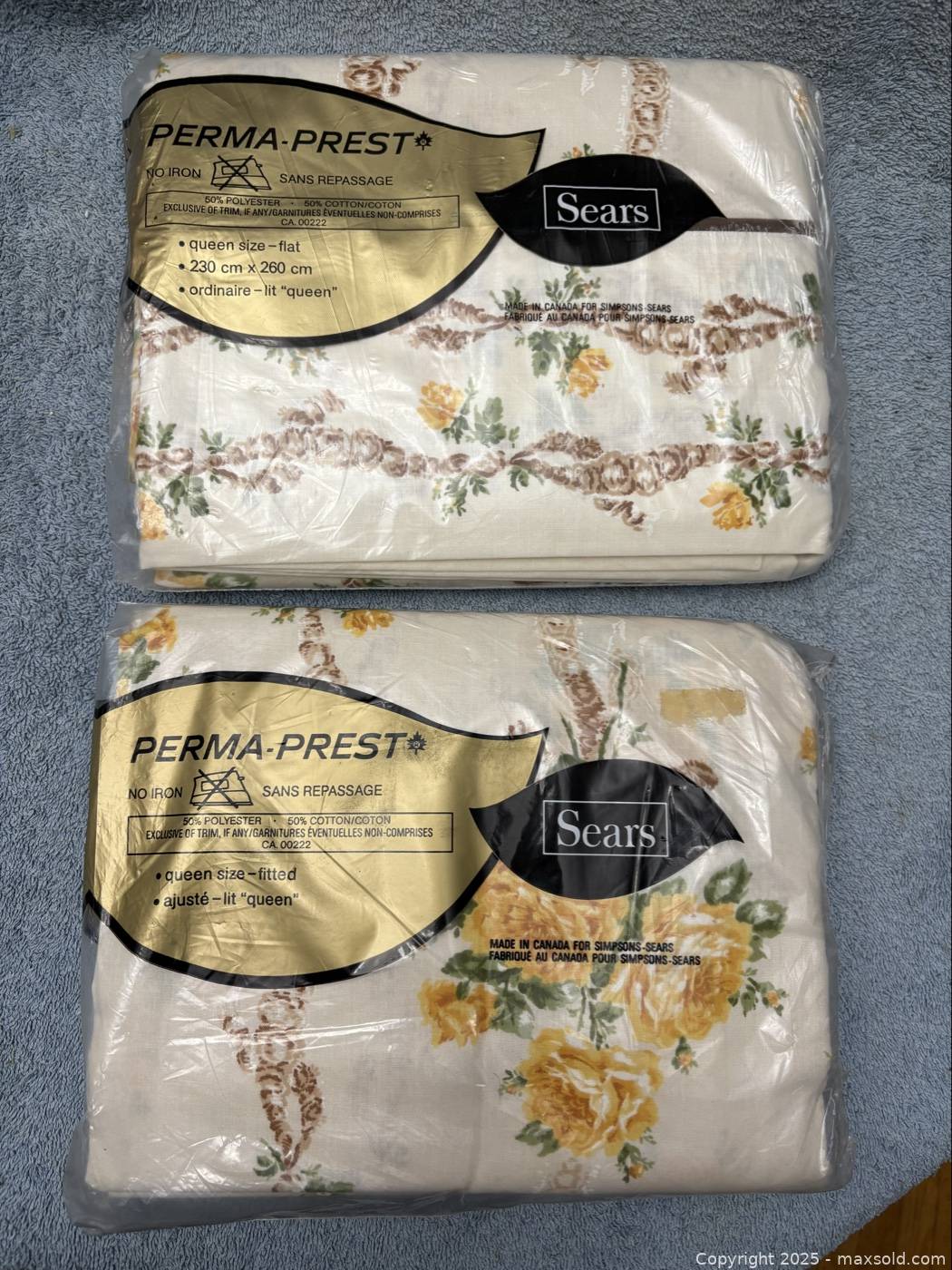 Sears Perma-Prest Queen Flat & Fitted Sheets | Maxsold