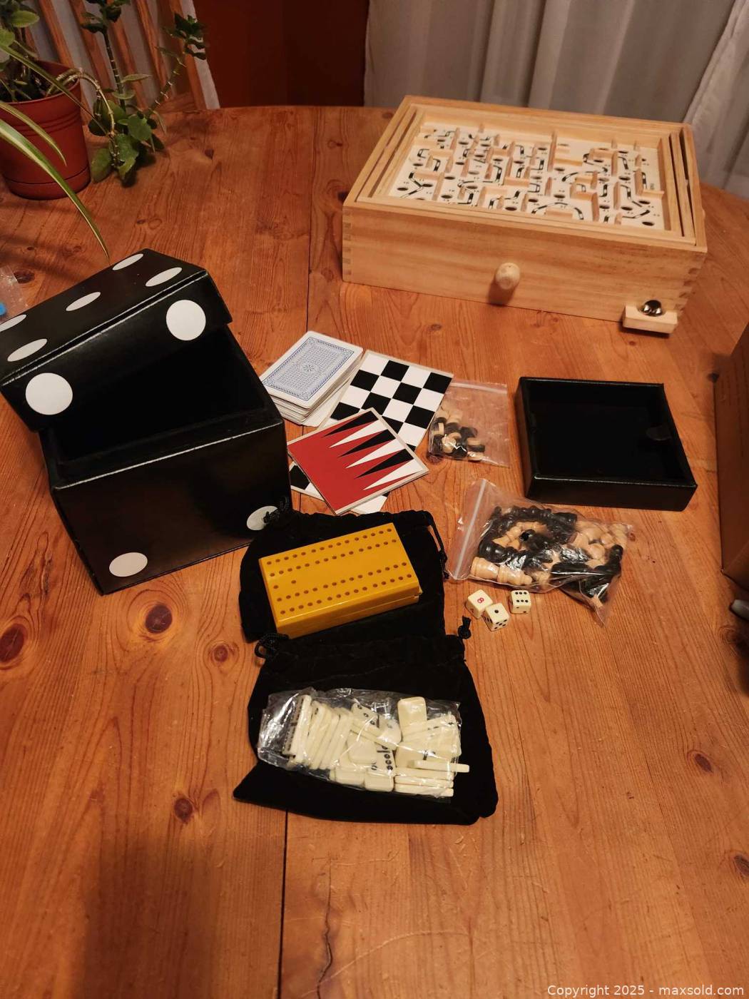 Wooden labyrinth tilt maze and dice game set | Maxsold