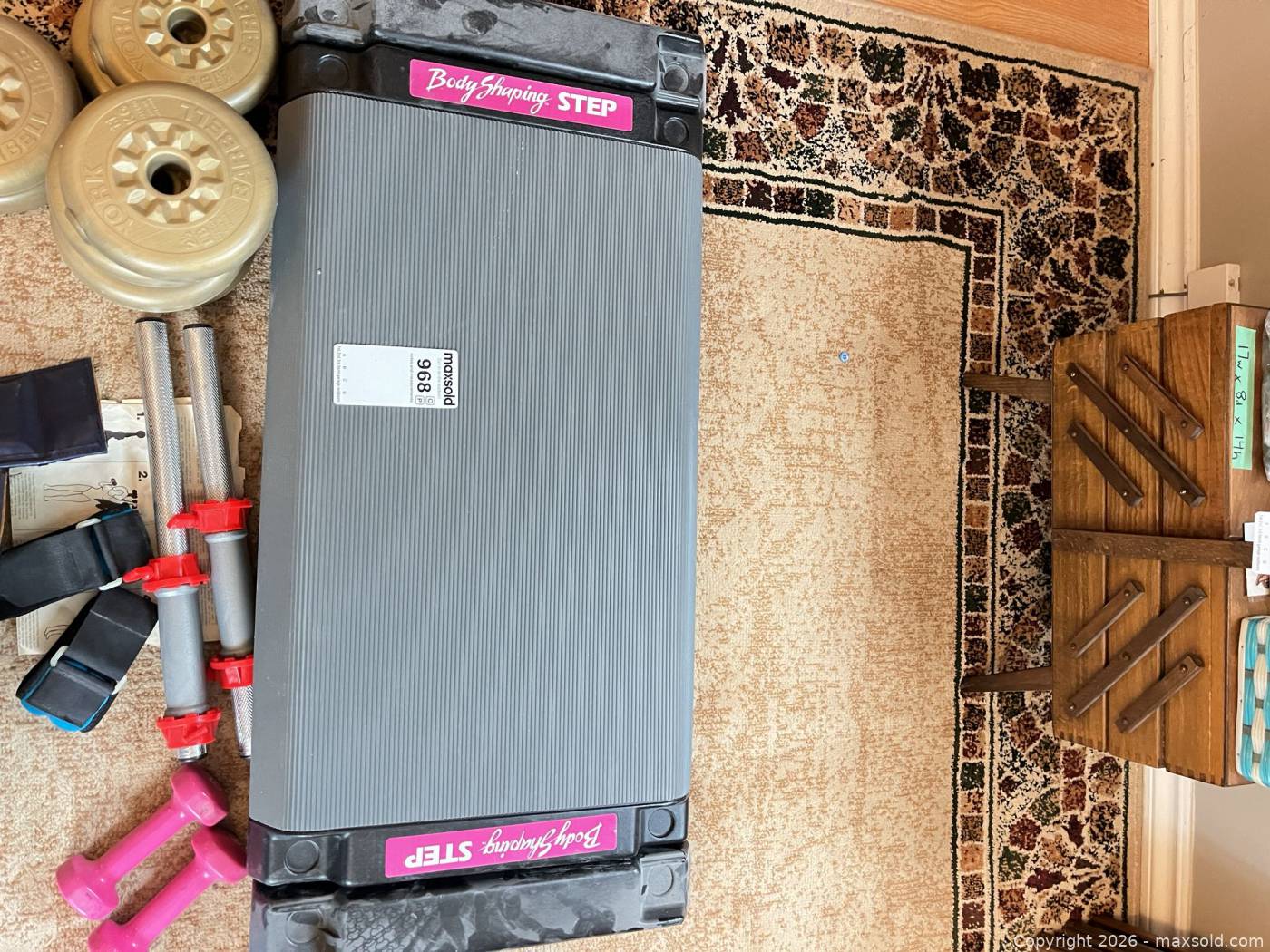 Body Shaping Step Platform, Dumbbells, Bars, Plates, Mat | Maxsold