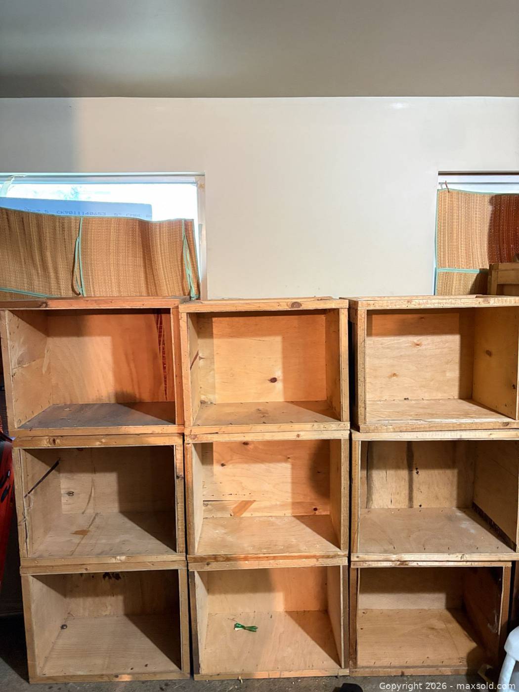 Wooden 3x3 Cube Storage Crate Shelving, 9 Plywood Cubes | Maxsold