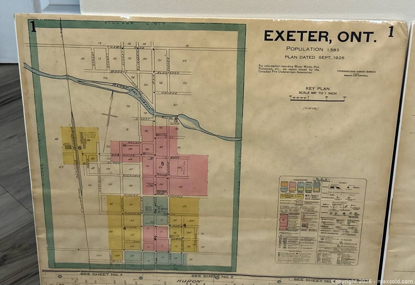 Exeter Ontario 1926 Fire Insurance Plan Maps Set of 6 | Maxsold