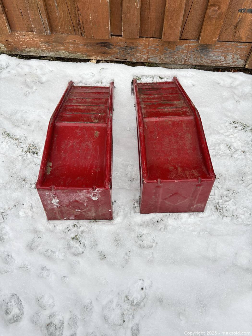 Pair Red Metal Automotive Drive-On Ramps | Maxsold