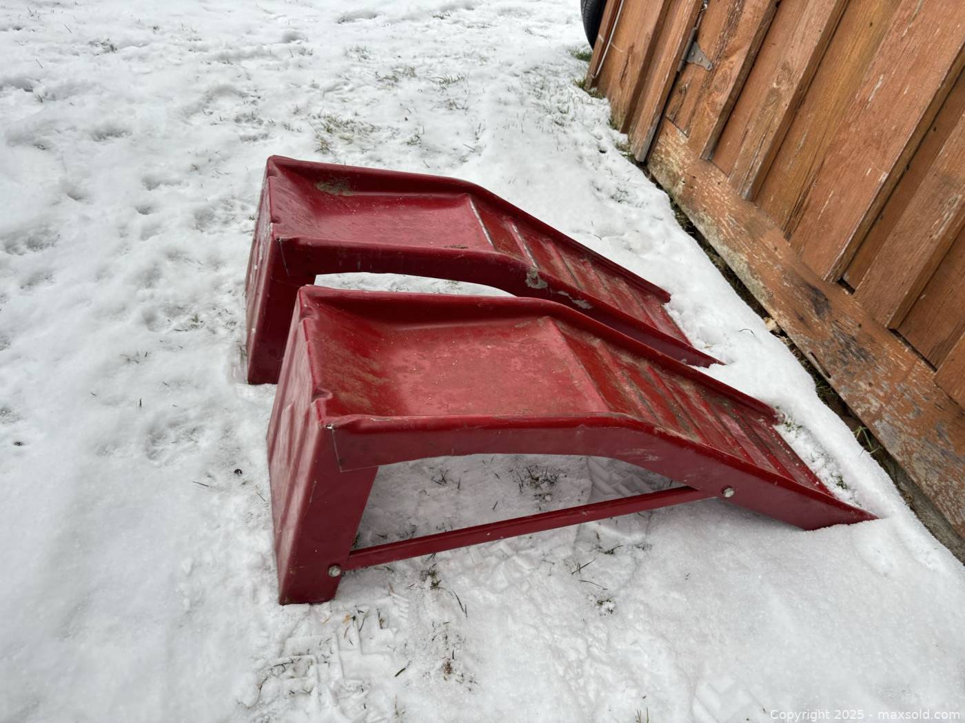 Pair Red Metal Automotive Drive-On Ramps | Maxsold