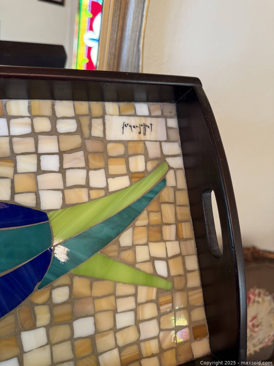 Mosaic Glass Bird Serving Tray | Maxsold