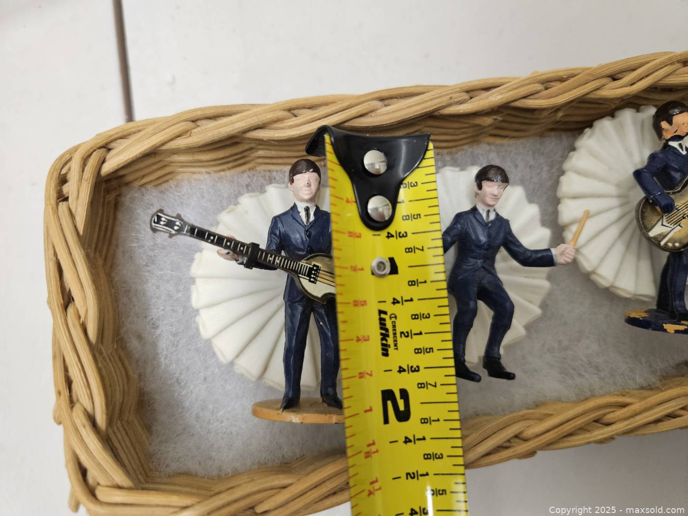 Set of 4 Miniature 1960s-Style Band Figurines With Basket | Maxsold