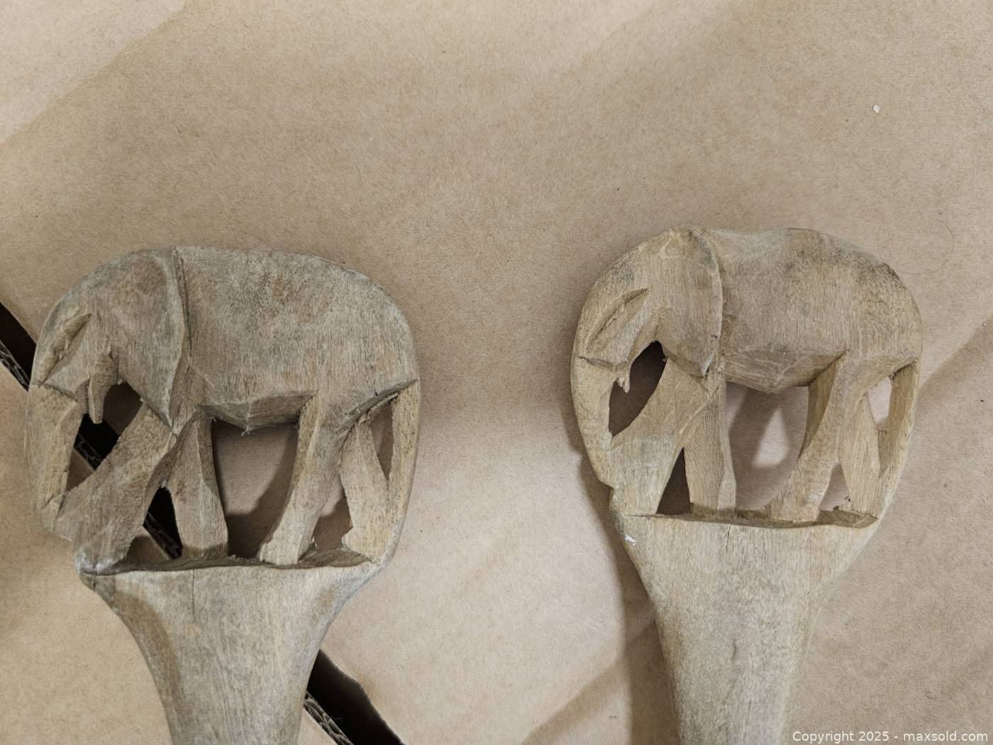 Carved Wood Elephant Handle Fork and Spoon | Maxsold