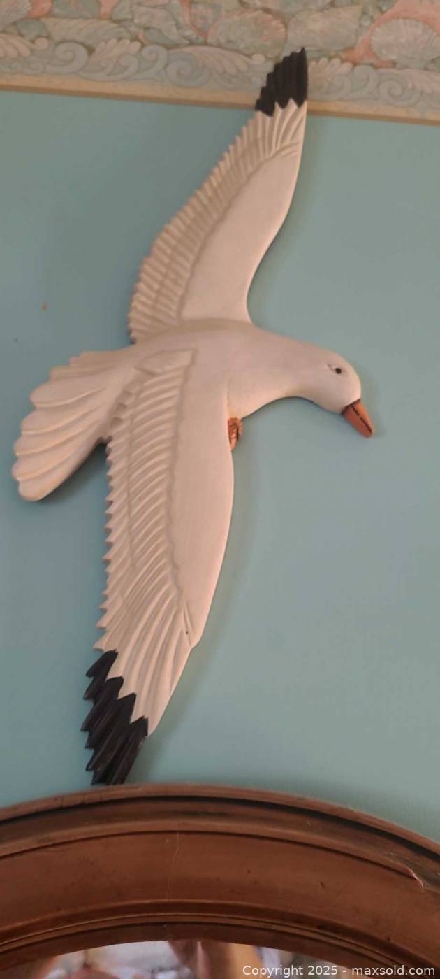 Nautical wall mirror, seagull & plaques lot | Maxsold