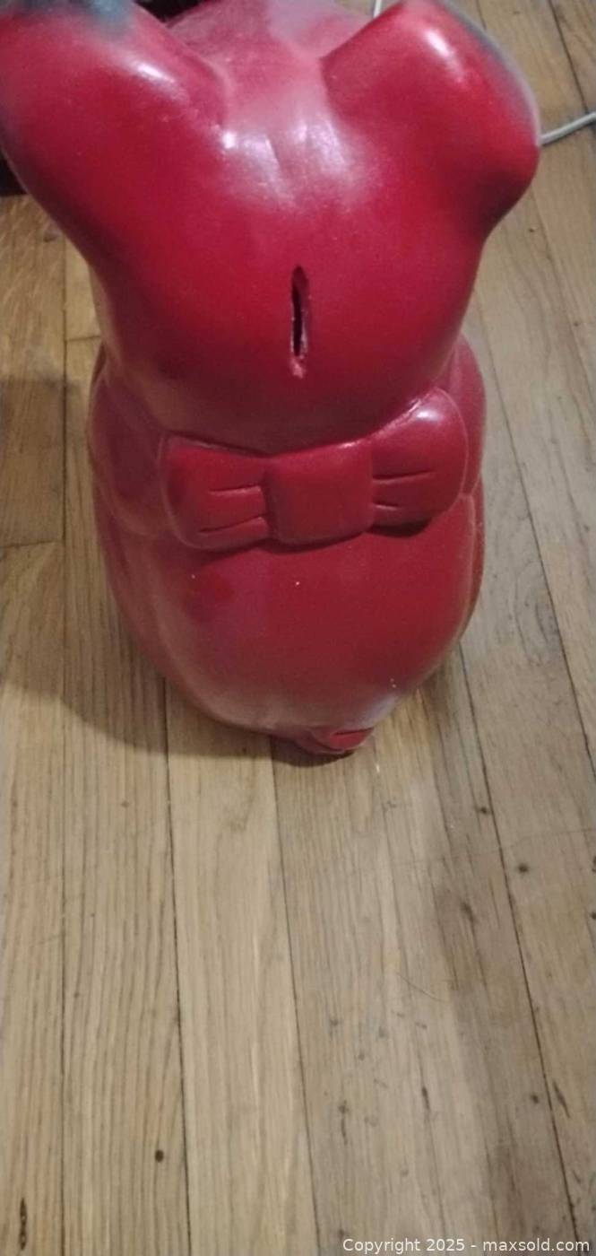 Large red ceramic/plaster piggy bank | Maxsold