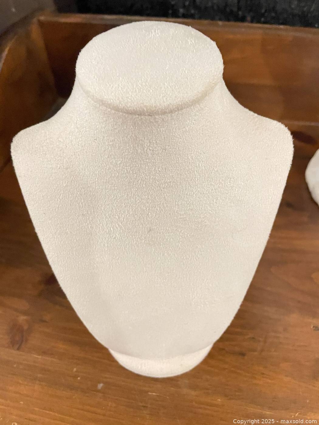 Styrofoam head form and two fabric necklace display busts | Maxsold
