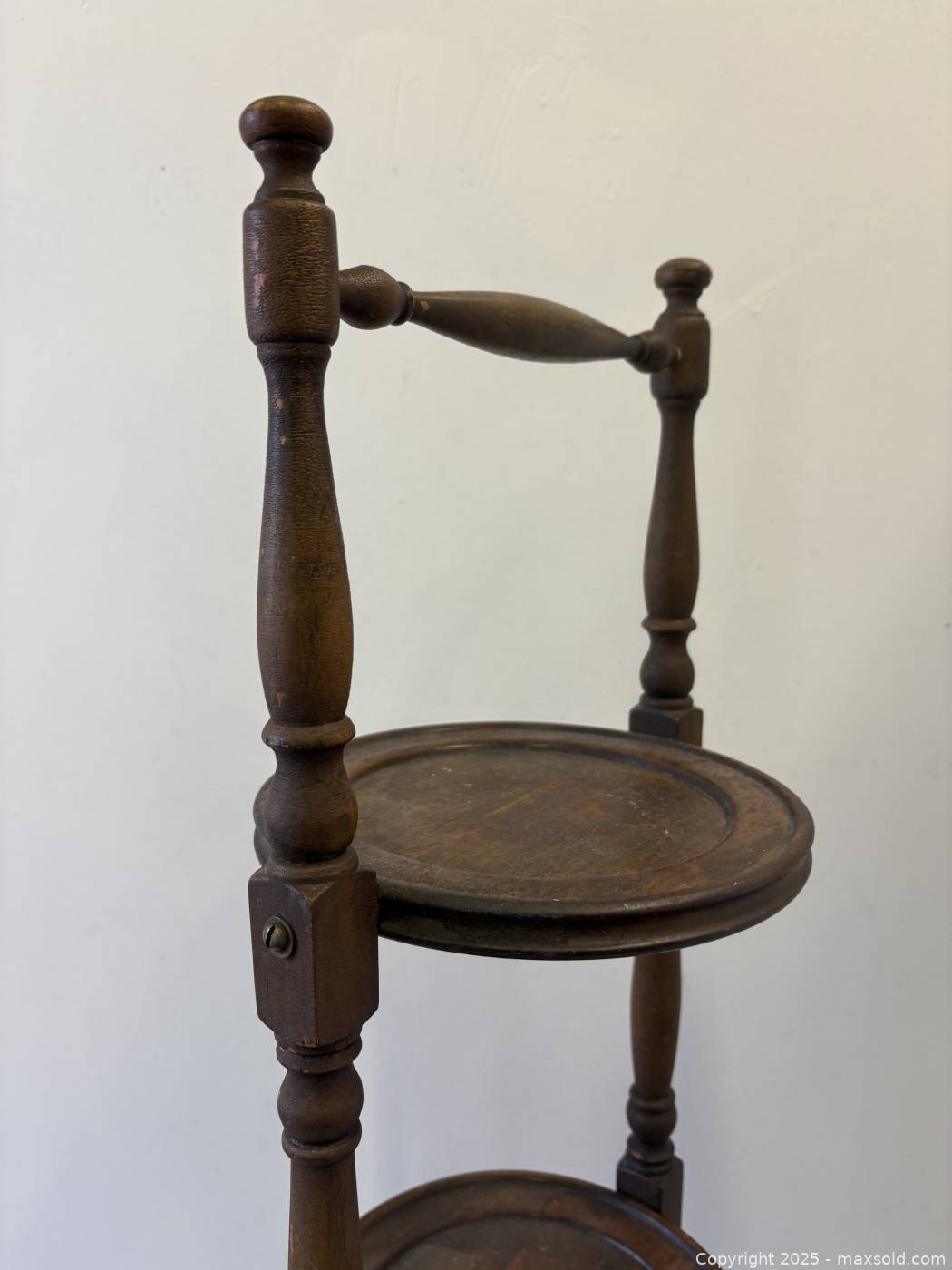 C.1920 George Lippert solid walnut three-tier folding pie stand | Maxsold