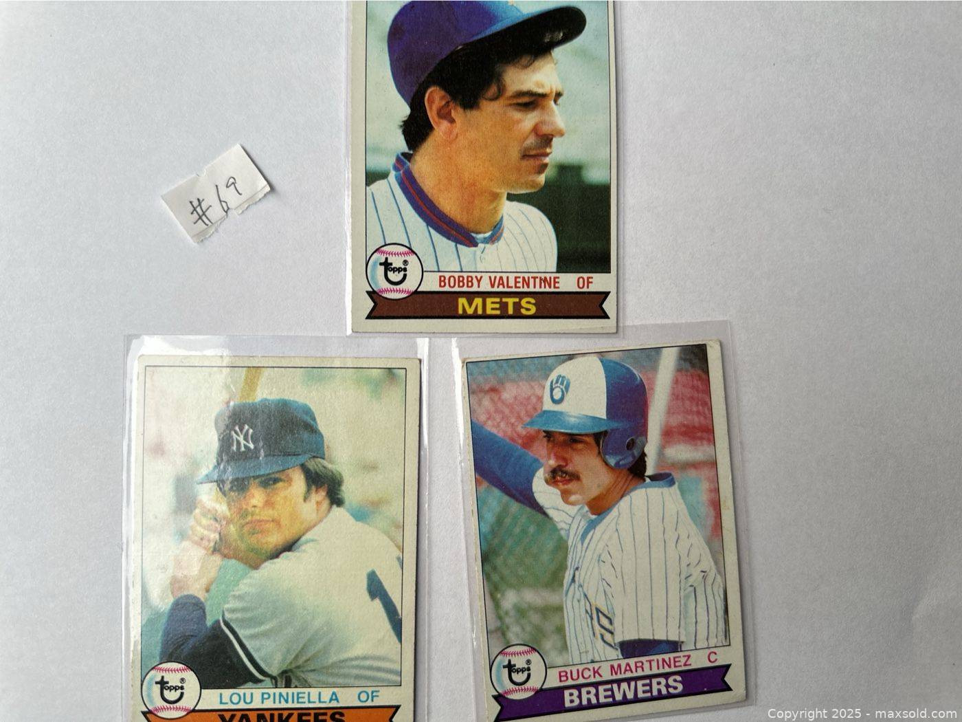 Topps baseball cards Bobby Valentine, Lou Piniella, Buck Martinez | Maxsold
