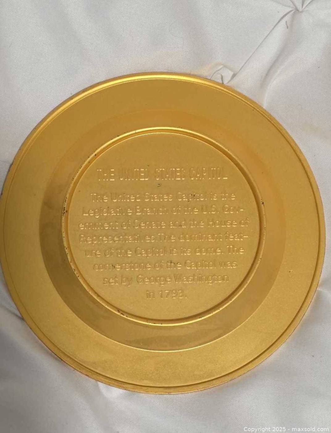 Vintage Washington D.C. Gold-Tone Souvenir Plate | Maxsold